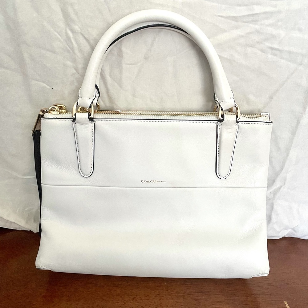 Coach Small White Double Messenger Bag - Gem